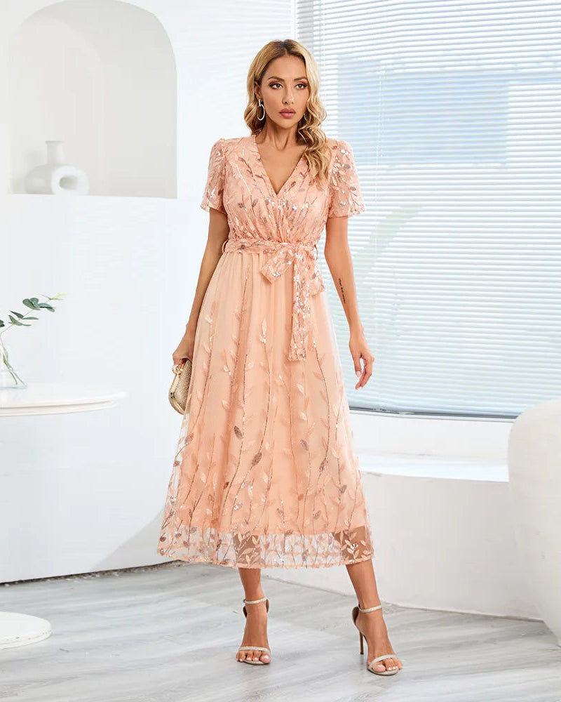 VESTIDO MIDI TUL BORDADO TALLE GRANDE – Gaby weinn